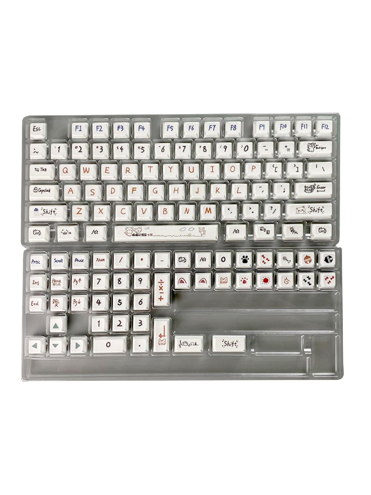 122 Keys Cat Kindergarten PBT DYE-SUB Keycap XDA Profile Cute Key Caps for Mechanical Gaming Keyboard Cherry Mx Switch