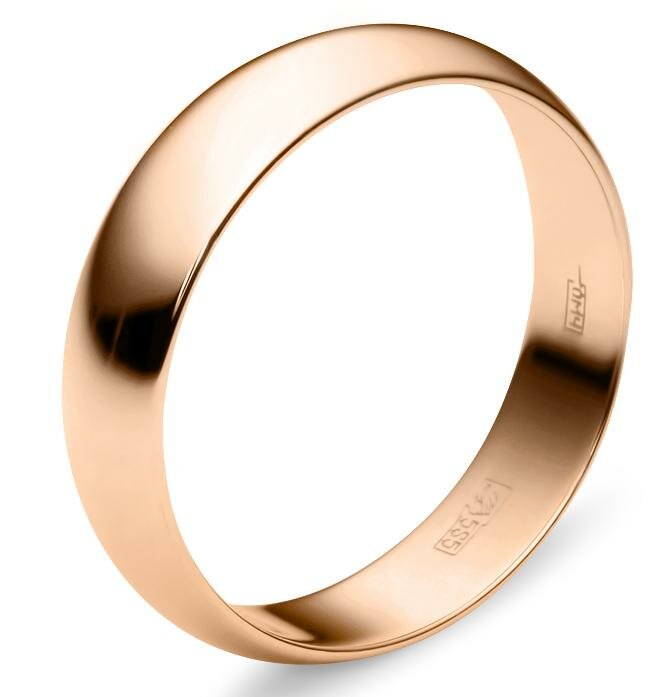 Кольцо обручальное, красное золото, 585 проба