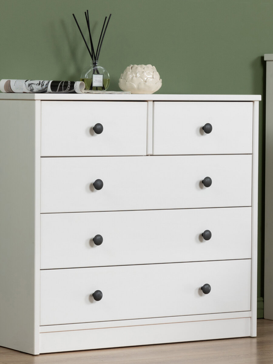 Комод 5 ящиков Askona (Аскона) Dallas (Даллас) массив сосны цв. Белый 79х74х37