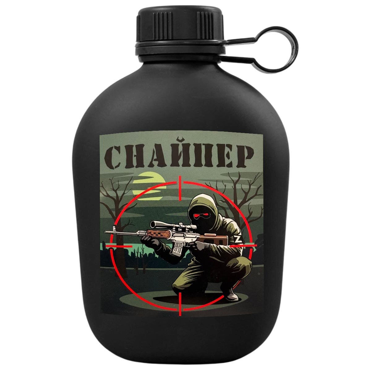 Походная фляга "Снайпер", объем 1 л, размеры 19.5 х12 см, алюминиевый сплав, виниловая наклейка