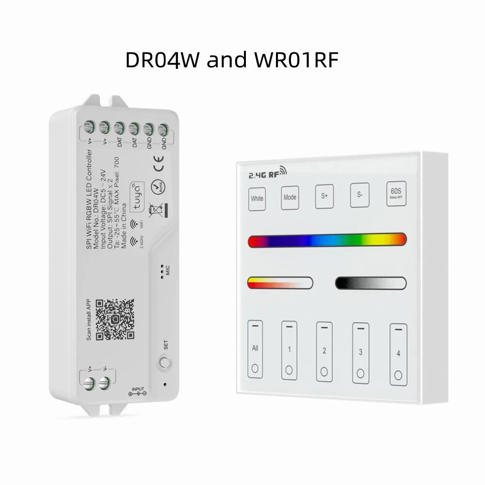 FCOB RGB Контроллер DR04W-RGBW IC 700 пикселей DR04W and WR01RF
