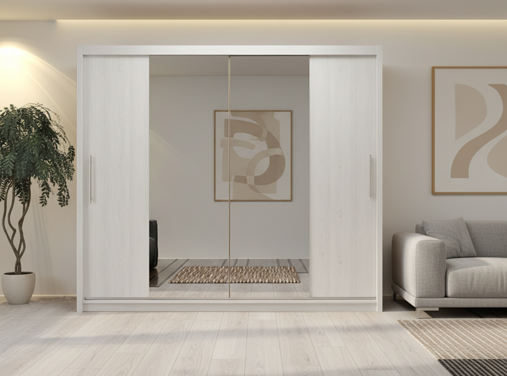 Шкаф-купе Айгерим 2 Белый Фасадный 0101 NEW 240*50*260 см Дом мебели для вас