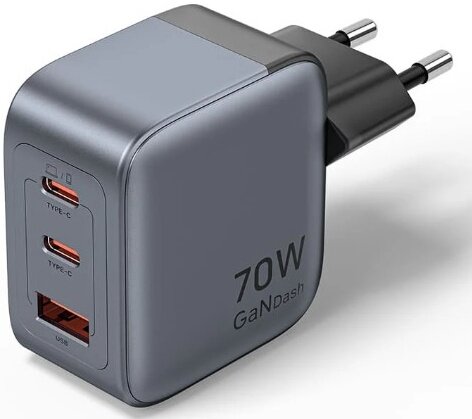 Vention Зарядное устройство Vention FEXH0-EU, 1xUSB, 2xType-C, QC3.0 (70Вт) серый (ret)