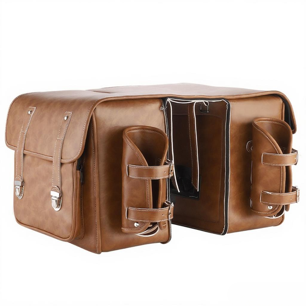 Сумки для заднего сиденья велосипеда из кожи Retro, большая вместимость, универсальные, для рамы велосипеда, многофункциональные, для хранения в циклинге, боковые сумки, черный, коричневый, 10L+10L, 310*250*150mm, набор из 2 штук