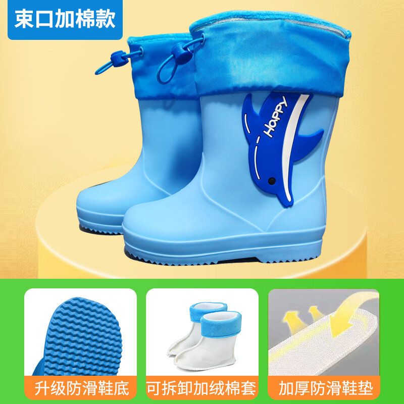 Милые детские резиновые сапоги с героями мультфильмов, водонепроницаемая обувь для мальчиков и девочек, малышей дошкольного возраста и детей постарше, нескользящие резиновые сапоги