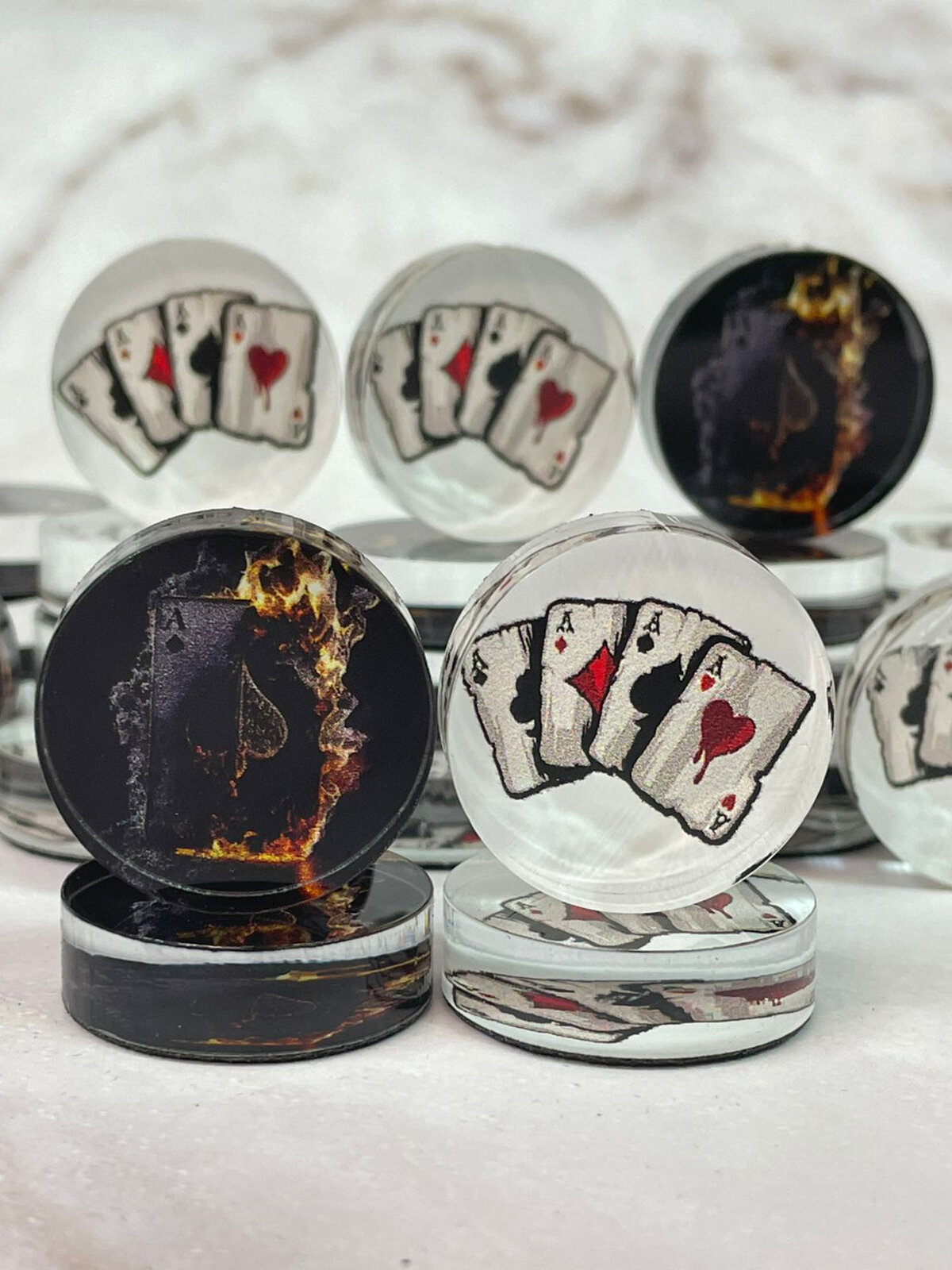 Фишки для нард "Огненный Туз", размер 27 мм, количество 30 шт, мешочек для хранения