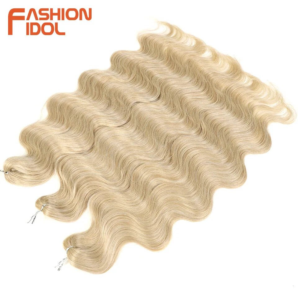 FASHION IDOL 24-дюймовые объемные косы из высокотемпературного волокна, черные LINEN(59)