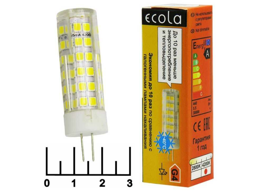 Лампа светодиодная 220V 5.5W G4 4200K белый 75LED Ecola (57*16) G4RV55ELC (440lm)