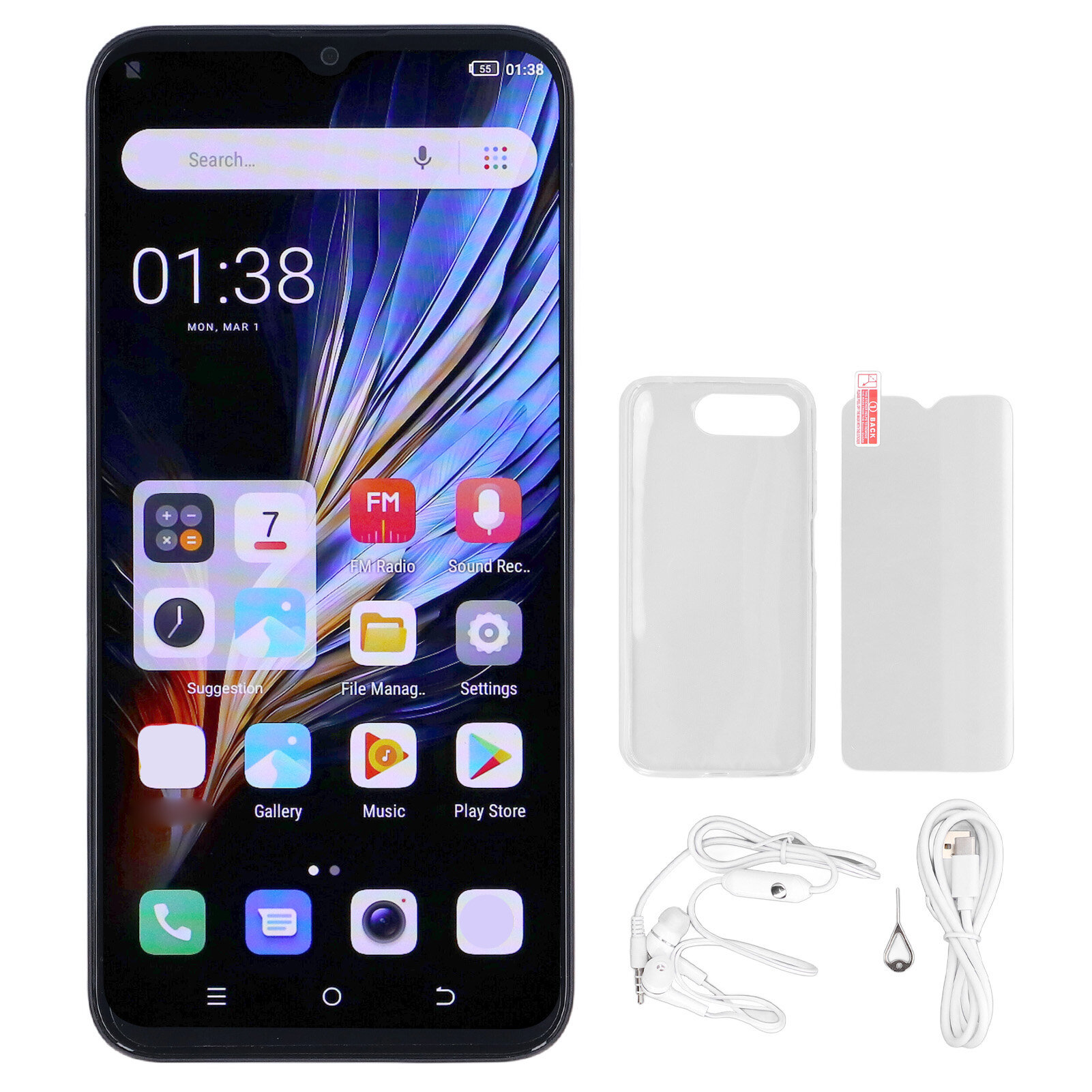 Смартфон 6,3 дюйма, 4ядерный процессор, 4 ГБ ОЗУ + 64 ГБ ПЗУ, Dual SIM, 6800 мАч, разблокированный,