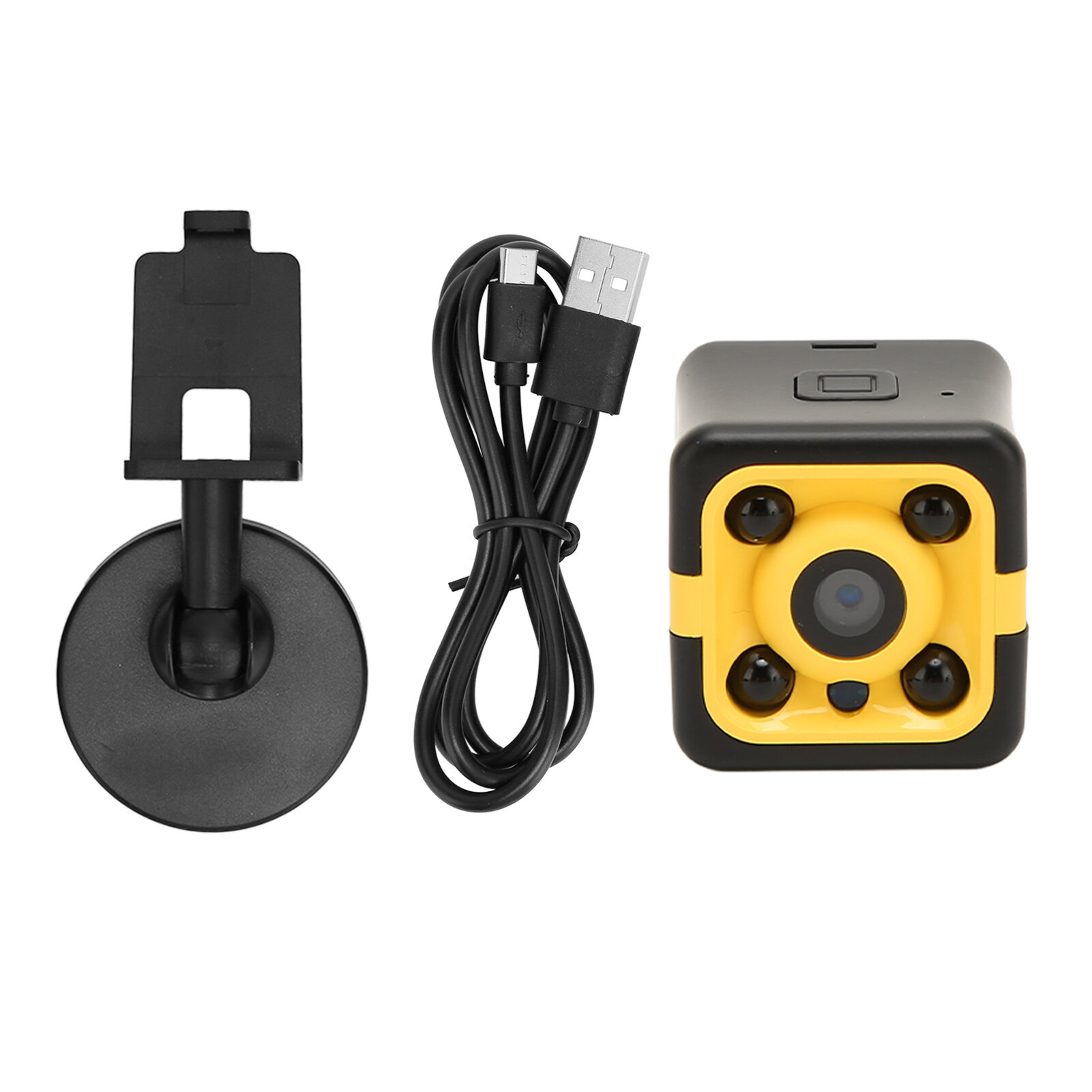 Экшн-камера водонепроницаемая с циклической записью Full HD 1080P, автоопределением ночного видения, видеокамера, черно-желтая.