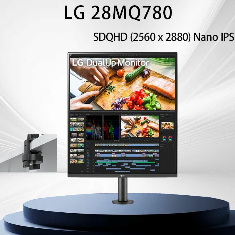 LG 27.8" Монитор Dualup Ergo 28MQ780, 2560x2880, 60 Гц, IPS, 5 мс, 300 кд/м2, 16:18, черный С кронштейном