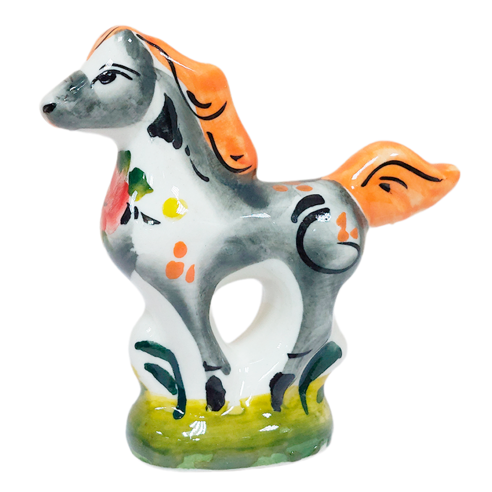 Фарфоровая фигурка ручной работы "Лошадь Ириска, символ Нового года 2026, цветная гжель