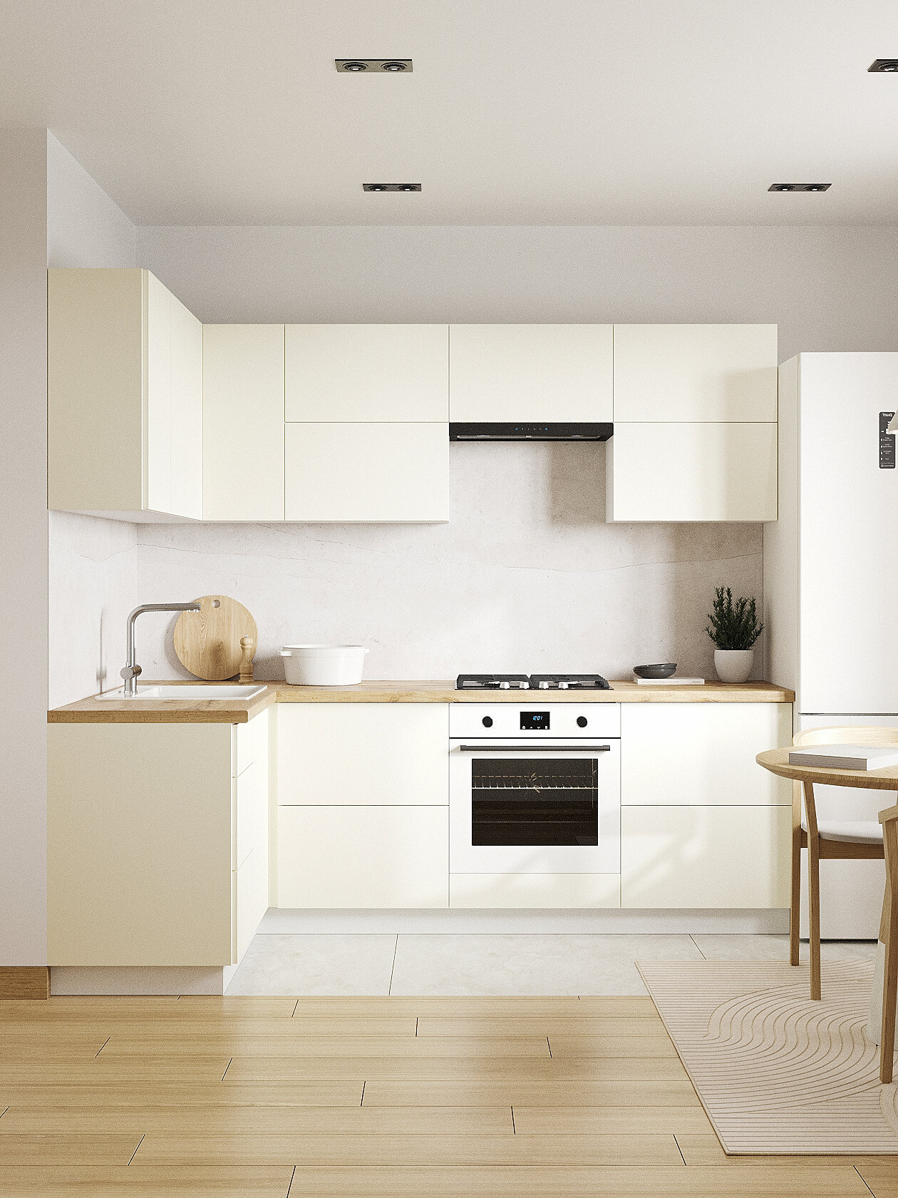 Кухонный гарнитур угловой Тандем 2.4х1.4 м, мебель для дома и кухни, Белый / Меланж