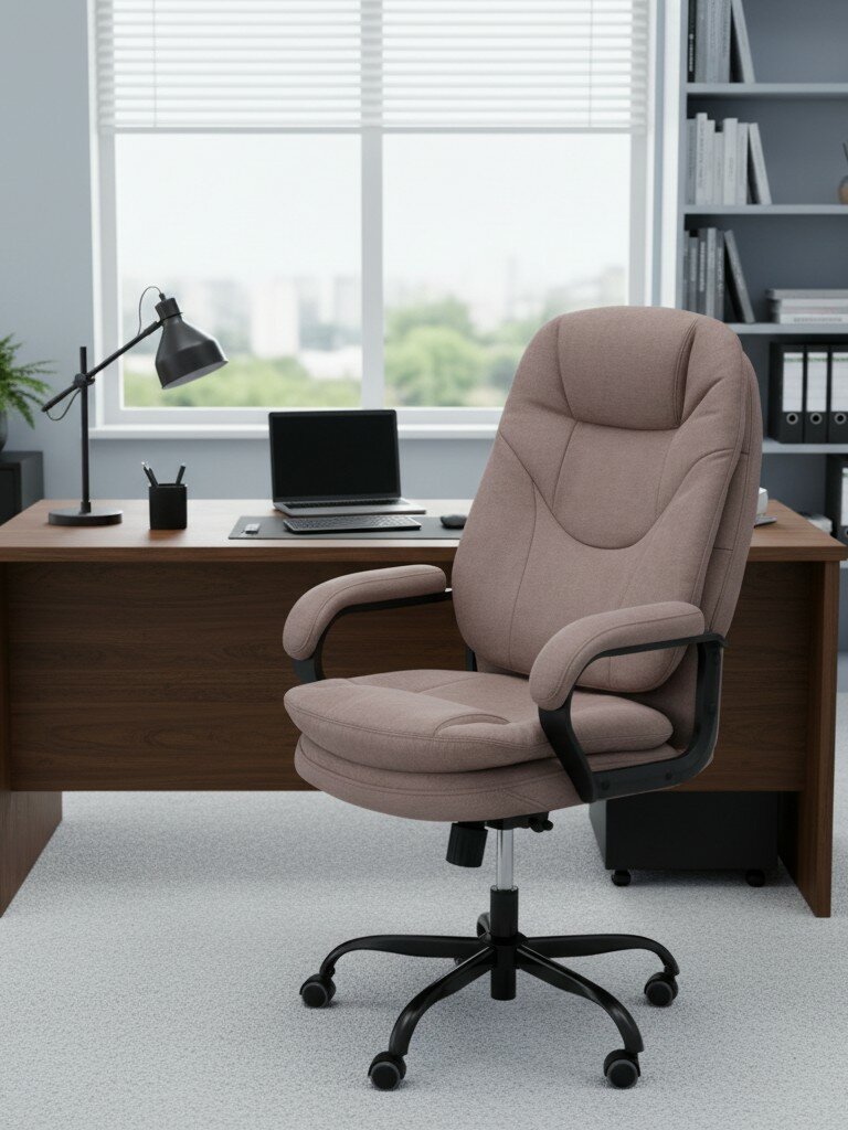 Компьютерное кресло TetChair COMFORT Lux (22) metalBL на колесиках с подлокотниками, обивка ткань, цвет бежевый