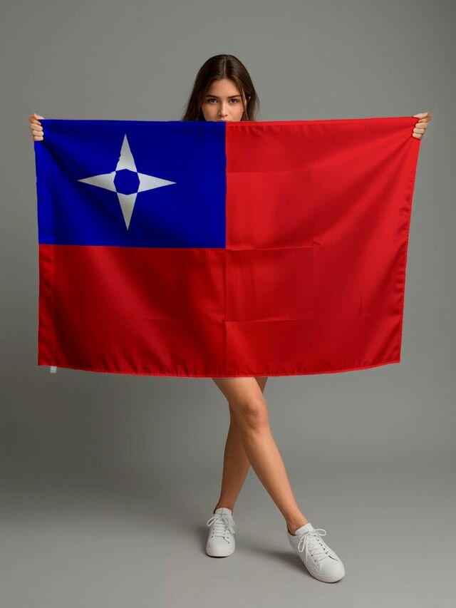 Флаг Тайваня - Китайской Республики Ши, 70х105 см на шёлке для ручного древка