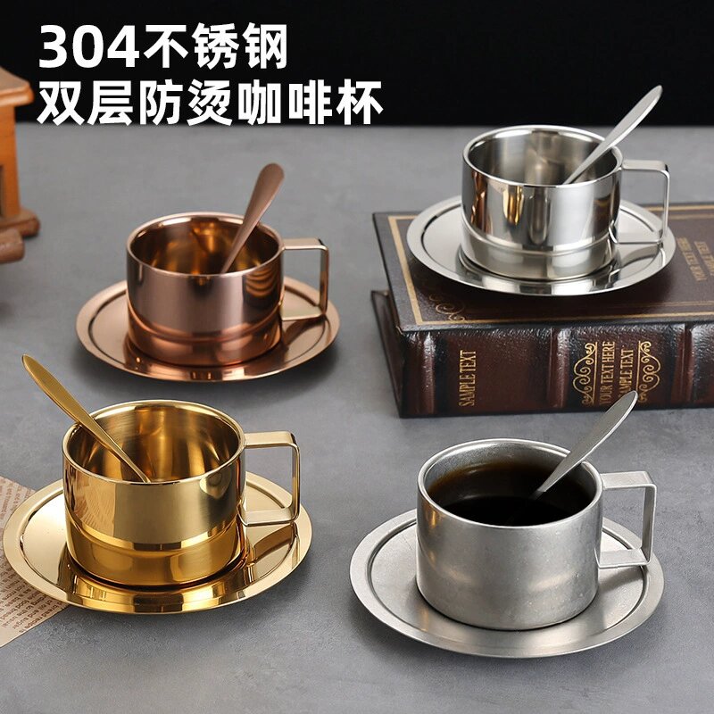 Кружка 304Stainless Steel Double-Layer Water Cup Coffee Cup, домашняя, для молока, для офиса