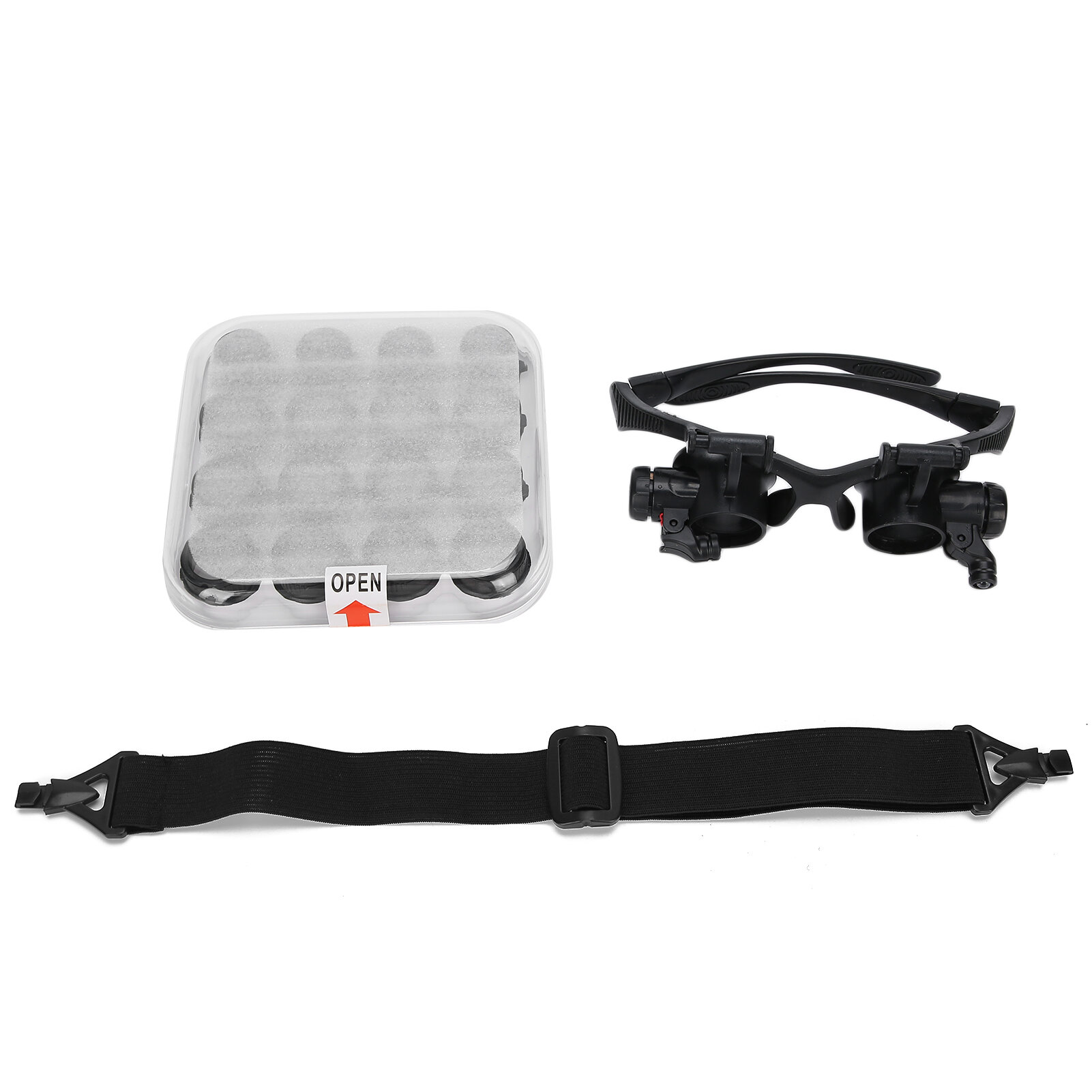2.5X25X LED Headband Magnifier HeadMounted with 16pcs Lens for Reading Repairing
