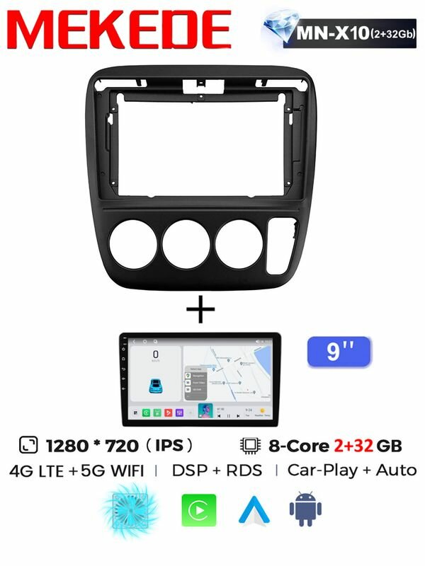 Магнитола 9" Mekede MN X10 Pro 2/32 Gb Honda CR-V CRV 1995-2001 carplay