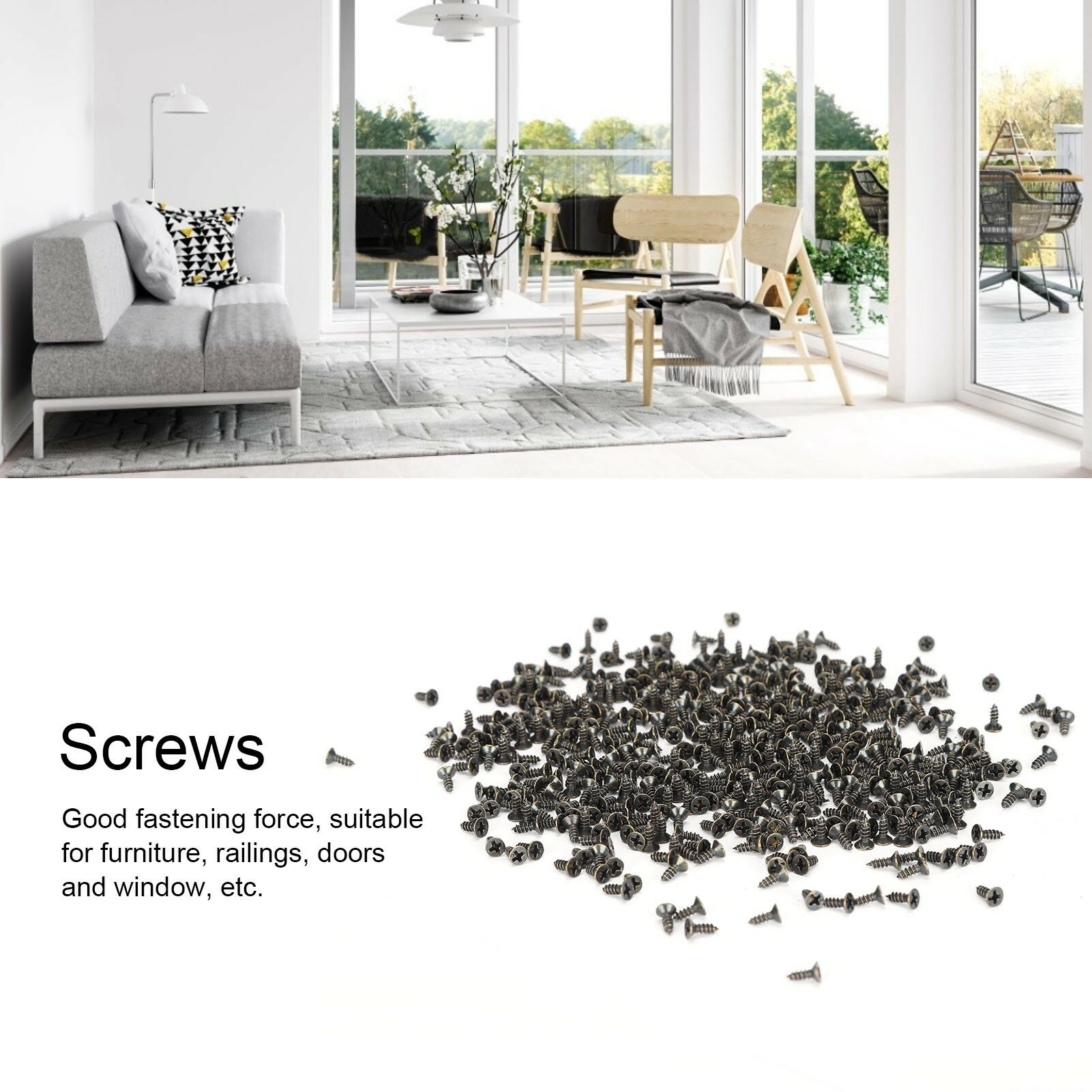 Набор саморезов, 500 шт, железный античный крестообразный крепеж для мебели, дверей, окон (2x6)