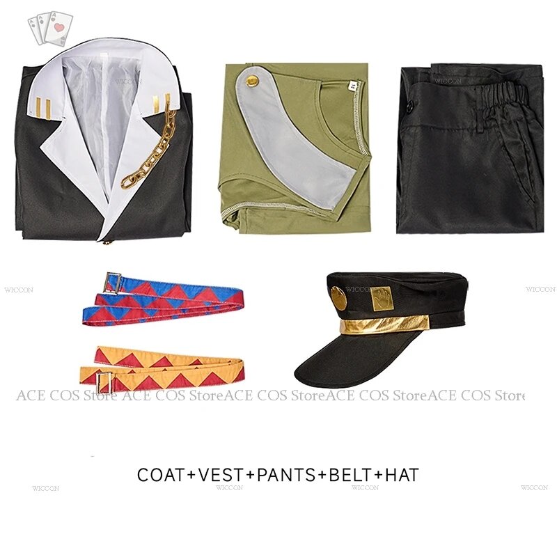 JJ Jotaro Kujo Косплей костюм, черный, серый, WICCON, Size XXL