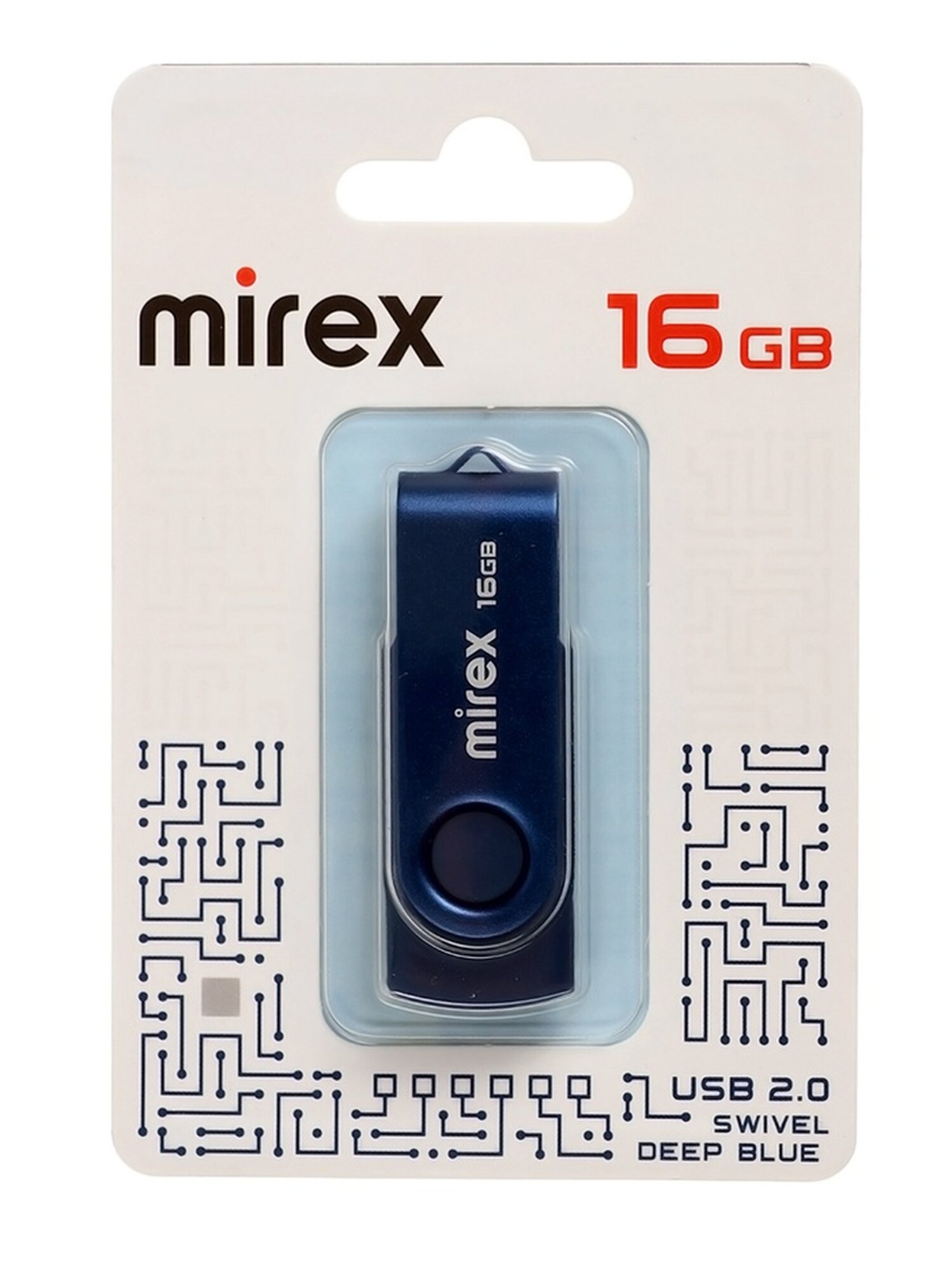 Флешка Mirex SWIVEL, 16 GB, ecopack, DEEP BLUE, 1 штука, синий
