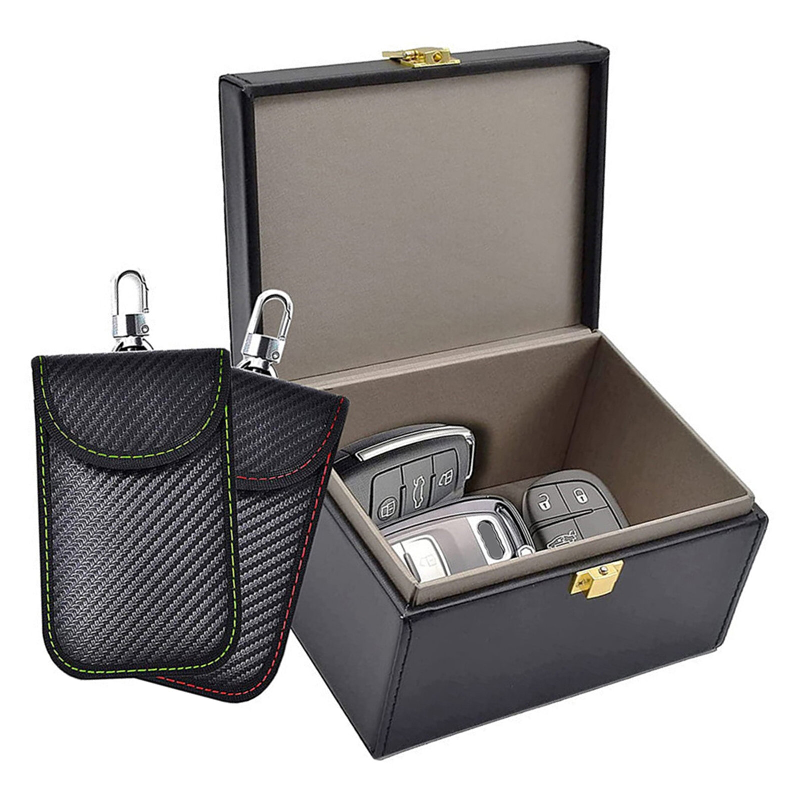 Блок Фарадея с двумя чехлами, защитный чехол для брелока, защита для автомобильного сейфа с бесключевым доступом, блокировка сигнала RFID для ключей.