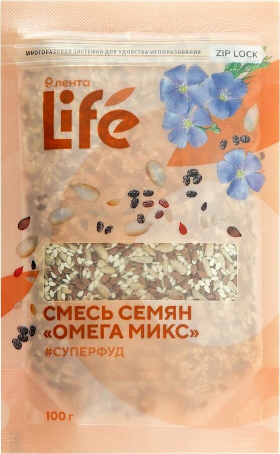 Смесь семян лента LIFE Омега микс, 100г