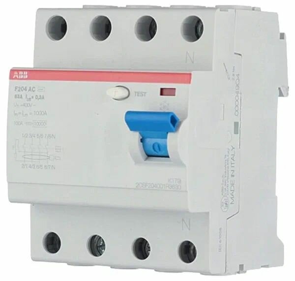 УЗО 4P 63A/300mA/AC 4 мод FH204,