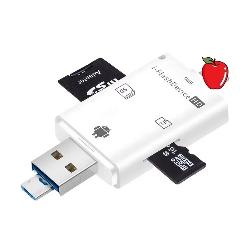 4 в 1 TF-кардридер OTG-адаптер USB-флеш-накопитель SD TF-кардридер Адаптер Lightning-MicroSD для Iphone Android