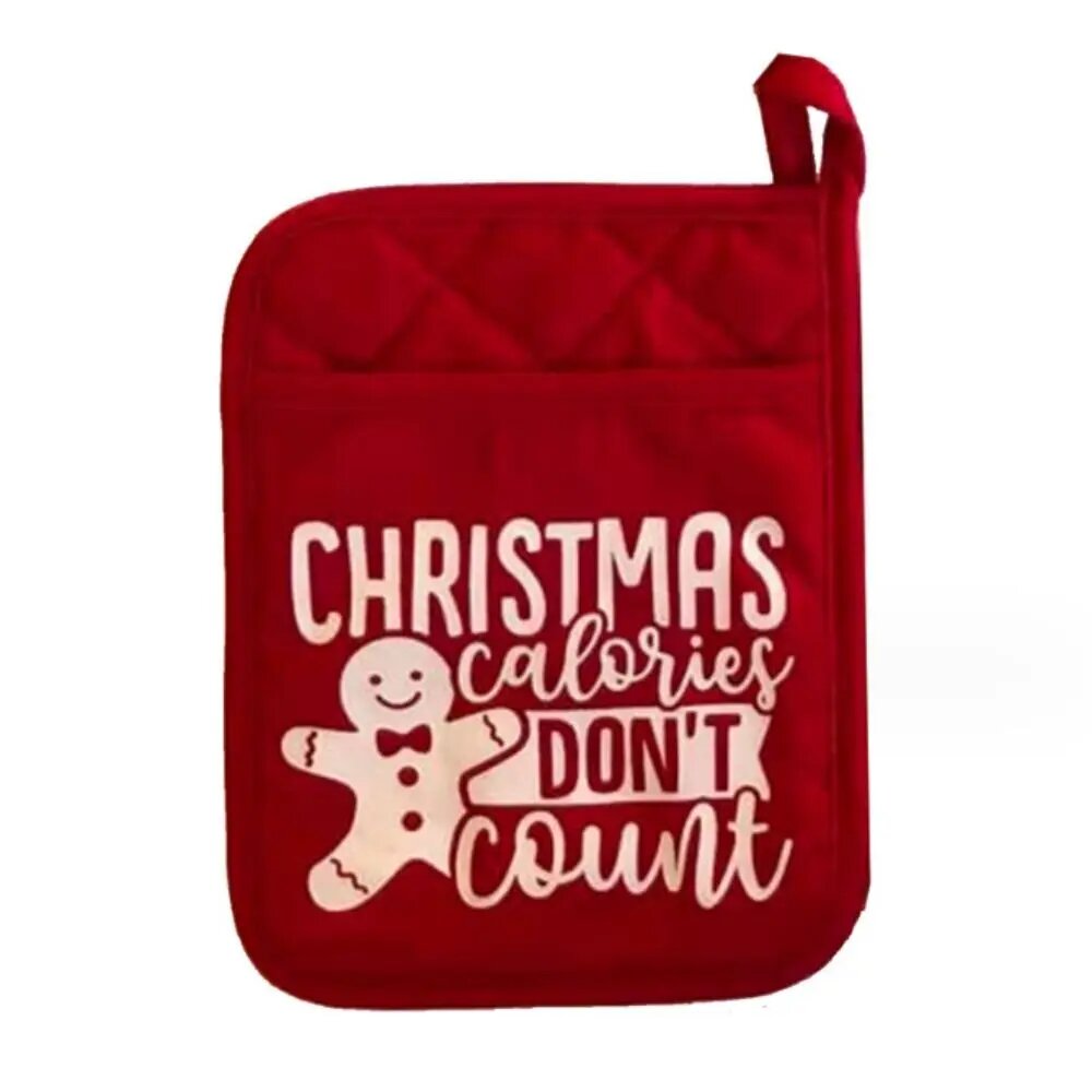 Красные рукавицы для выпечки "Christmas Calories Don't Count", Цвет: 3