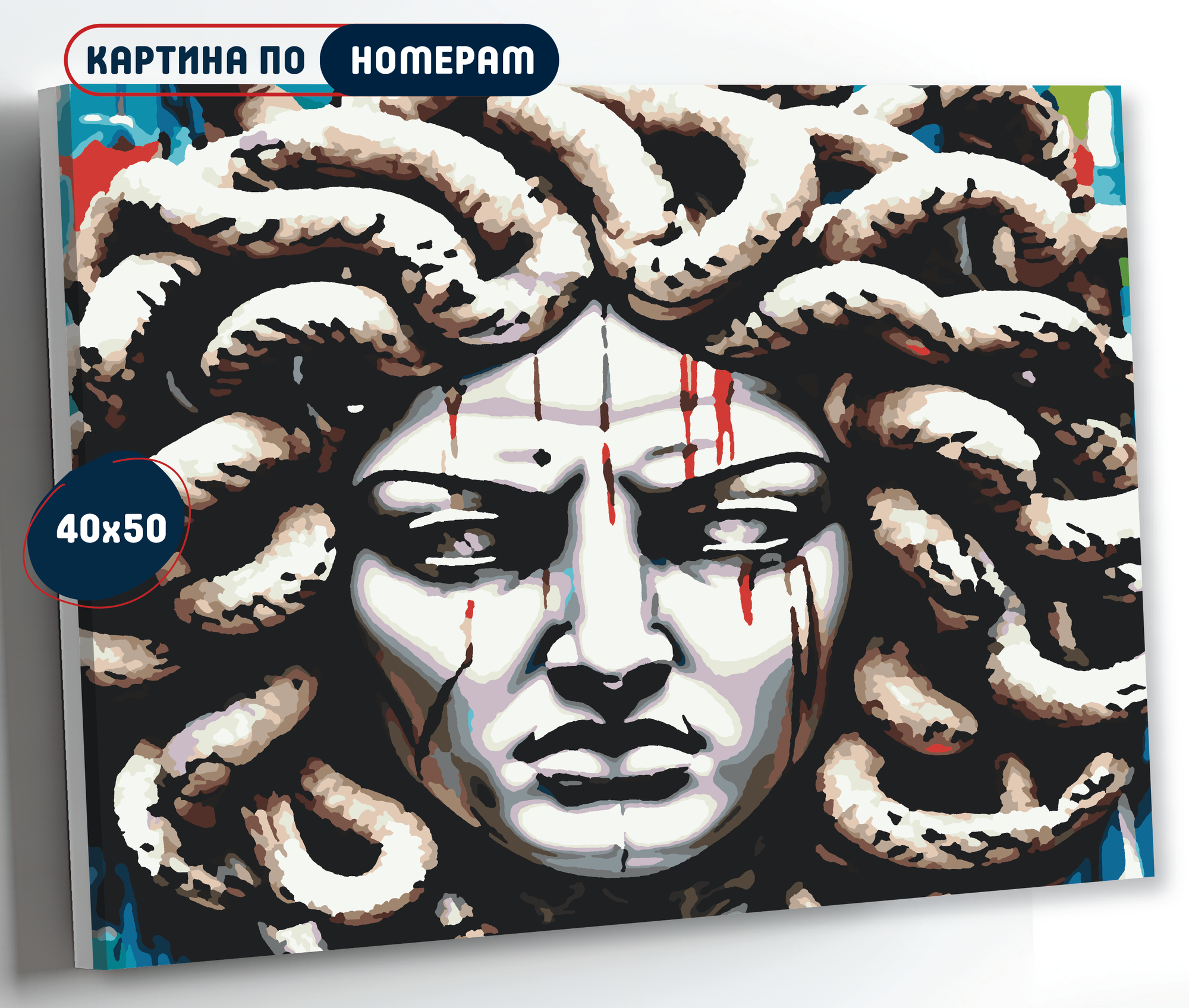 Картина по номерам "Медуза Горгона", Холст на подрамнике 40х50, набор для рисования