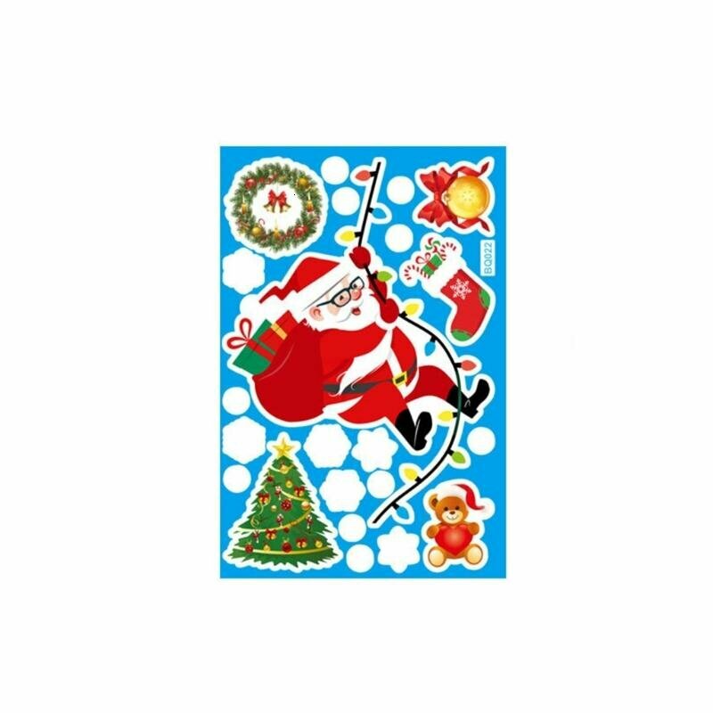 Новогодние статические наклейки на окна, Цветные статические наклейки BQ022