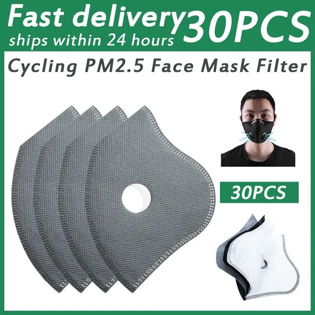 30шт. Фильтры для маски PM2.5 с активированным углем, цвет: 30Pcs