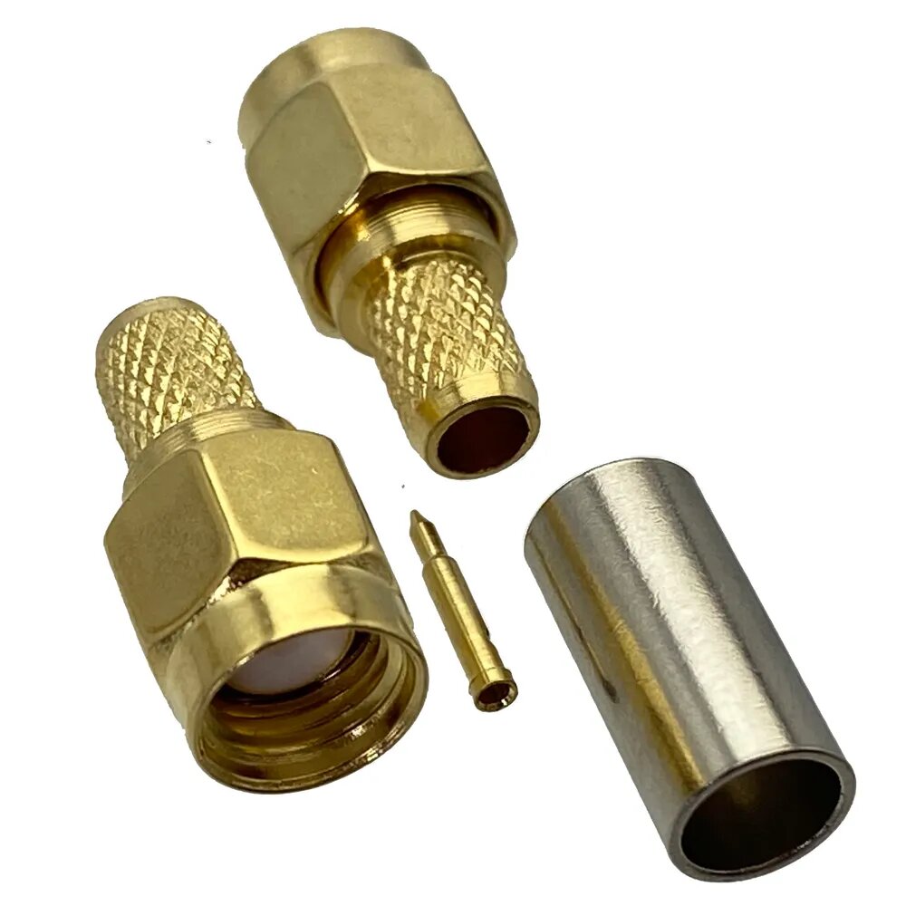 10 штук, SMA штекер и гнездо панельное обжимные, для кабелей RG316 RG174 RG58 RG142 LMR195, коаксиальные RF коннекторы, клеммы для провода, 50 Ом