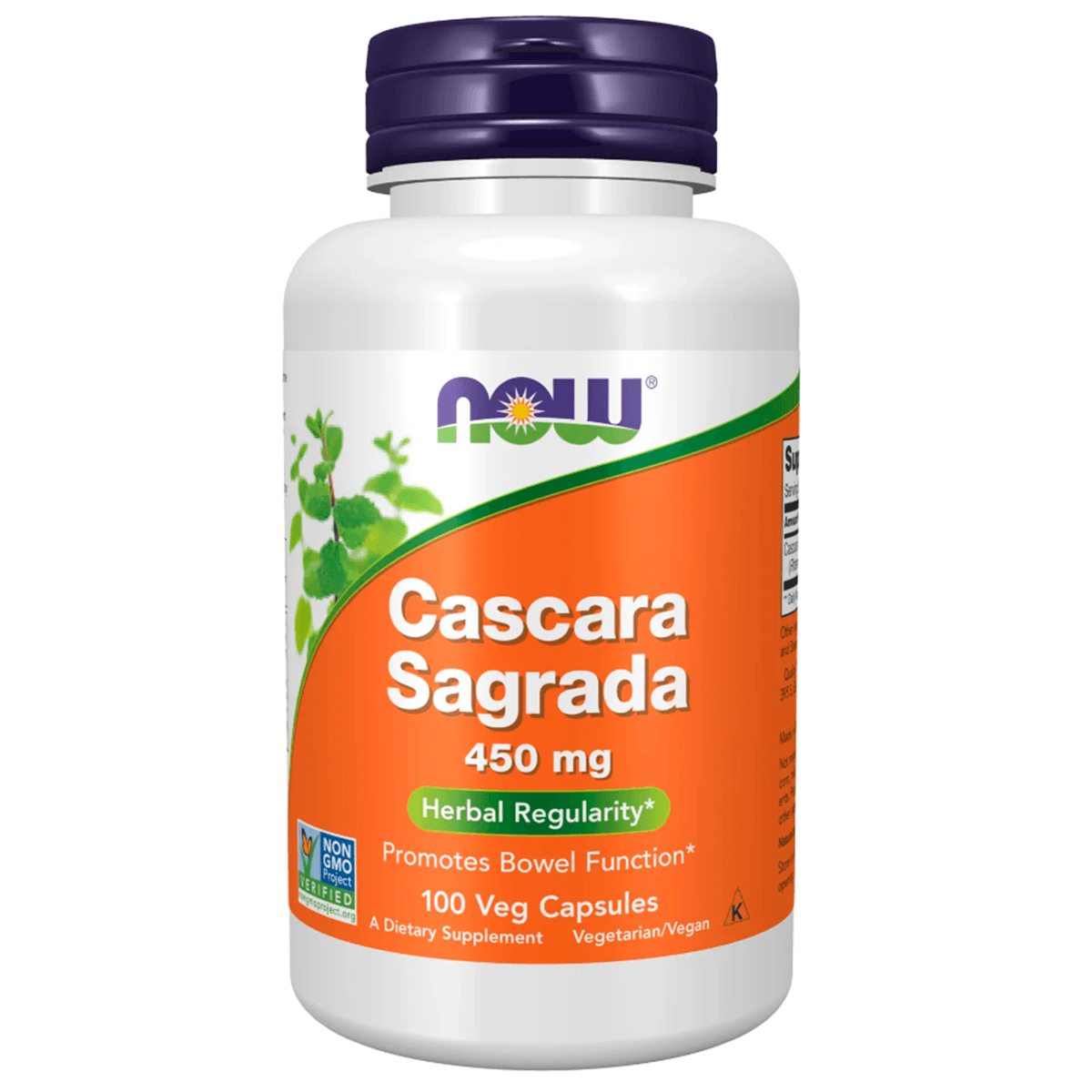 БАД NOW "Cascara Sagrada" 450 мг, капсулы для очищения организма, для нормализации функций ЖКТ, 100 шт