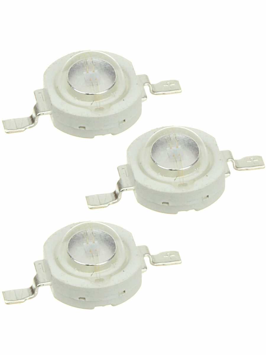 Светодиод 3W 3V УФ ультрафиолетовый 395-405nm, упаковка 3 штуки
