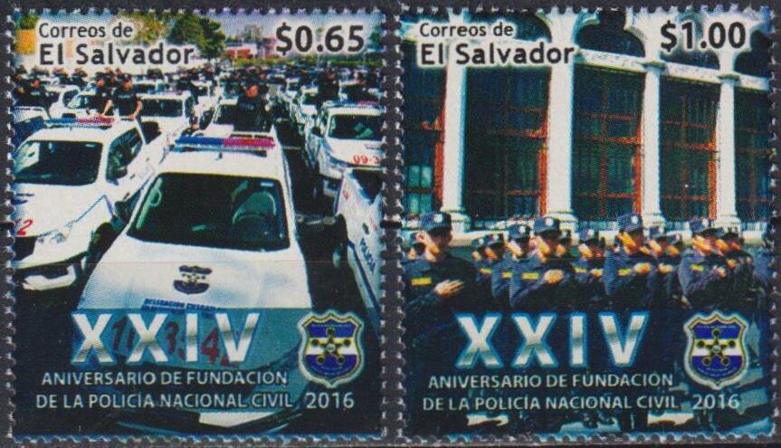 Почтовые марки Сальвадор 2016г. "24-я годовщина Национальной полиции" Автомобили, Полиция MNH
