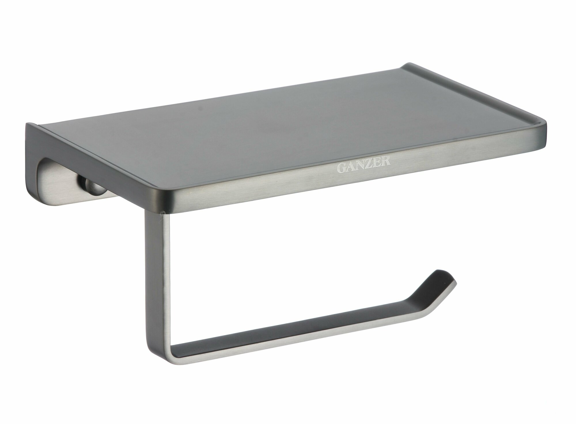 88034Q держатель для туалетной бумаги с полкой графит GANZER