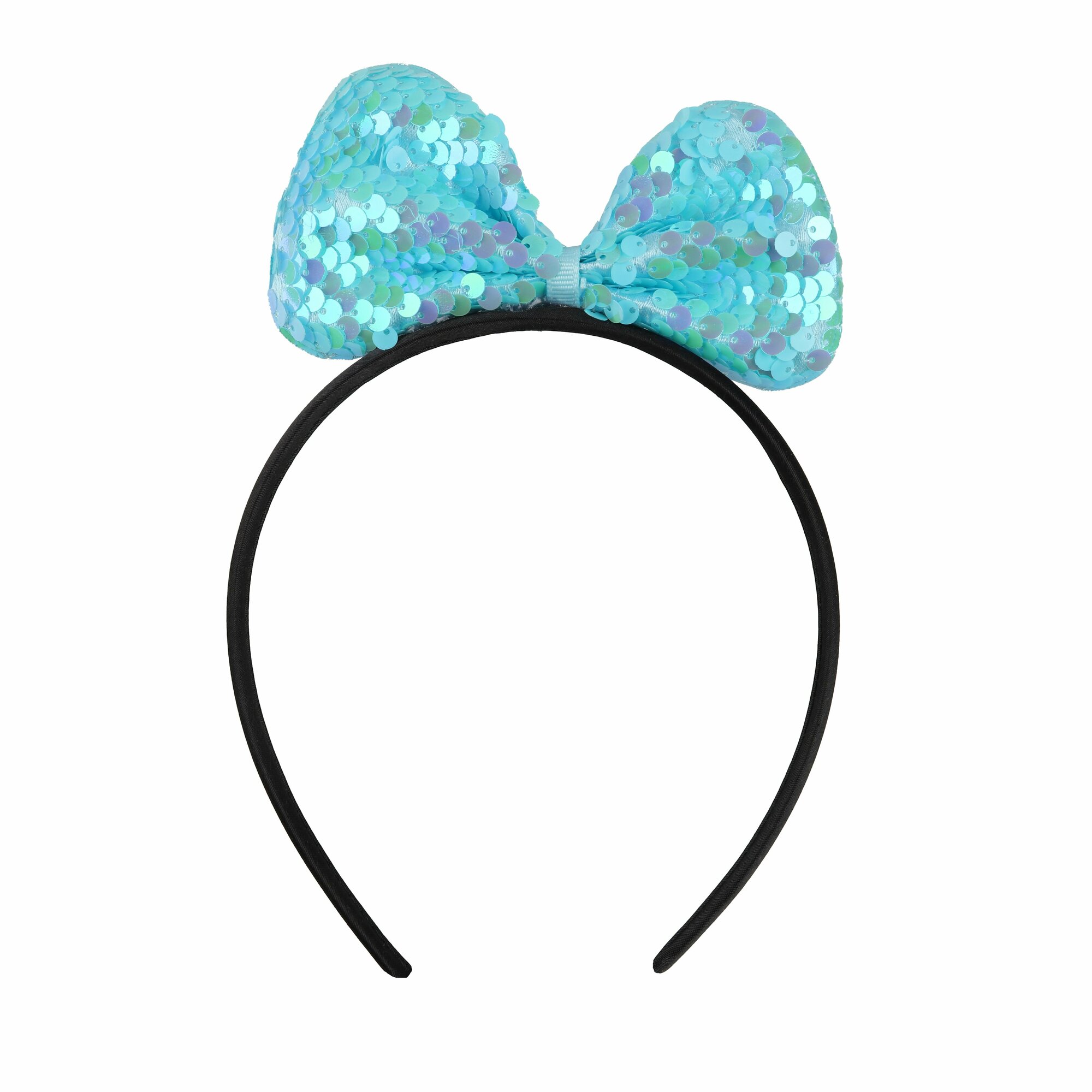 Ободок, Прелестный бант, с пайетками, Голубой, 1 шт.