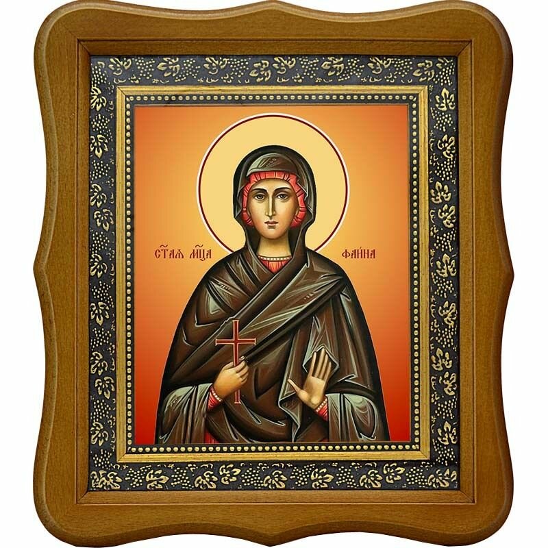 Фаина Анкирская (Коринфская), мученица дева. Икона на холсте. (17 х 21 см / В деревянном киоте под стеклом).
