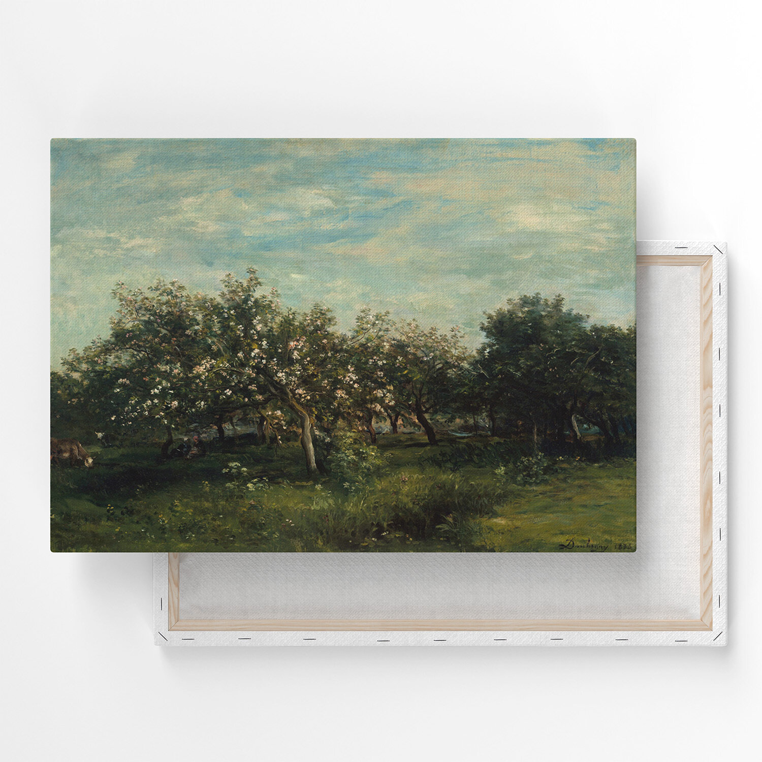 Картина на холсте, репродукция / Apple Blossoms / Шарль-Франсуа Добиньи / Размер 40 x 53 см