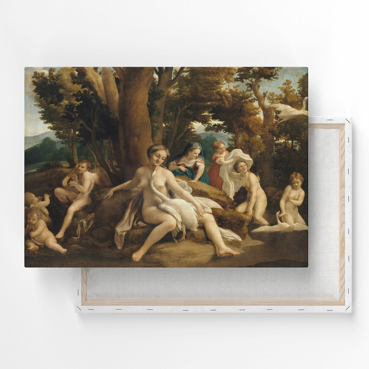 Картина на холсте, репродукция / Корреджо - Leda and the Swan / Размер 60 x 80 см