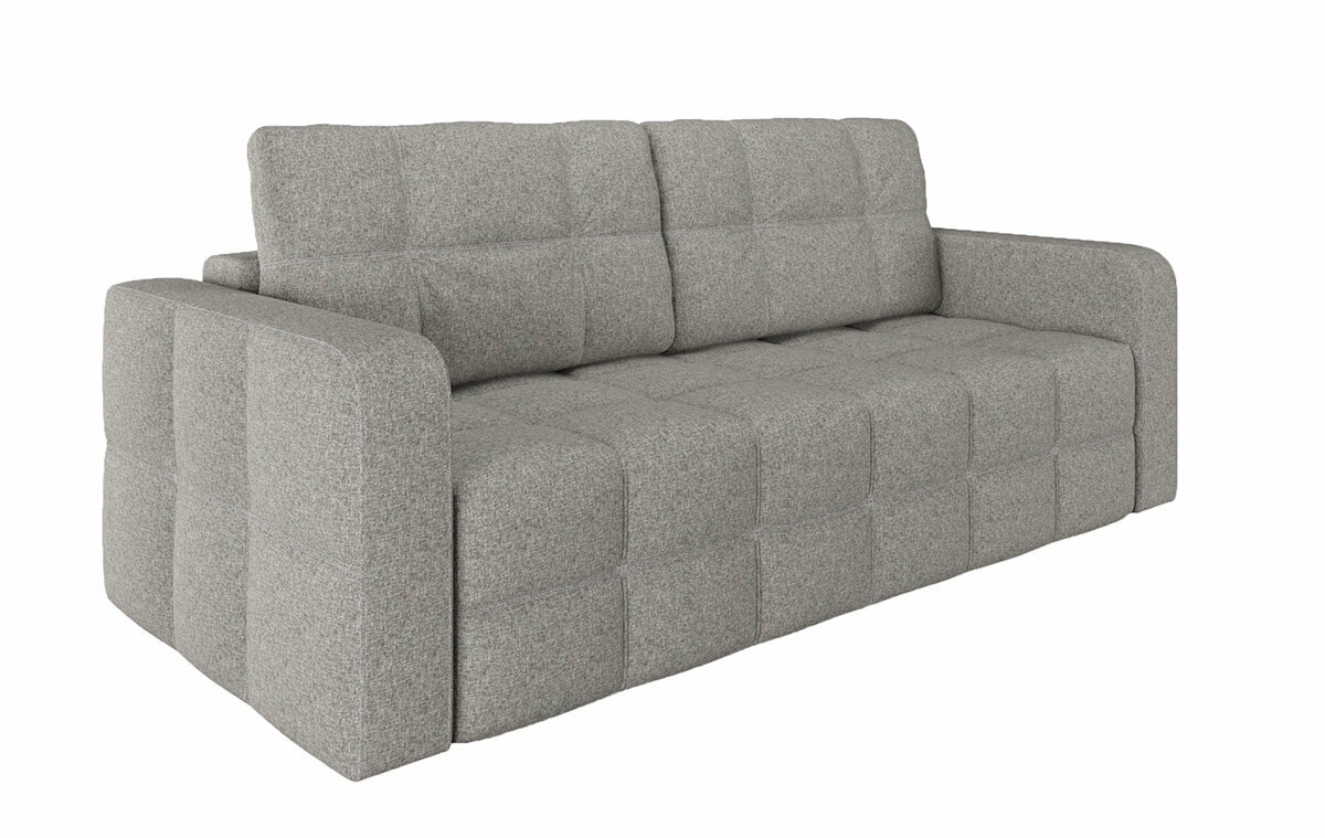 Диван Денди прямой, механизм еврокнижка, обивка рогожка Жатка серая