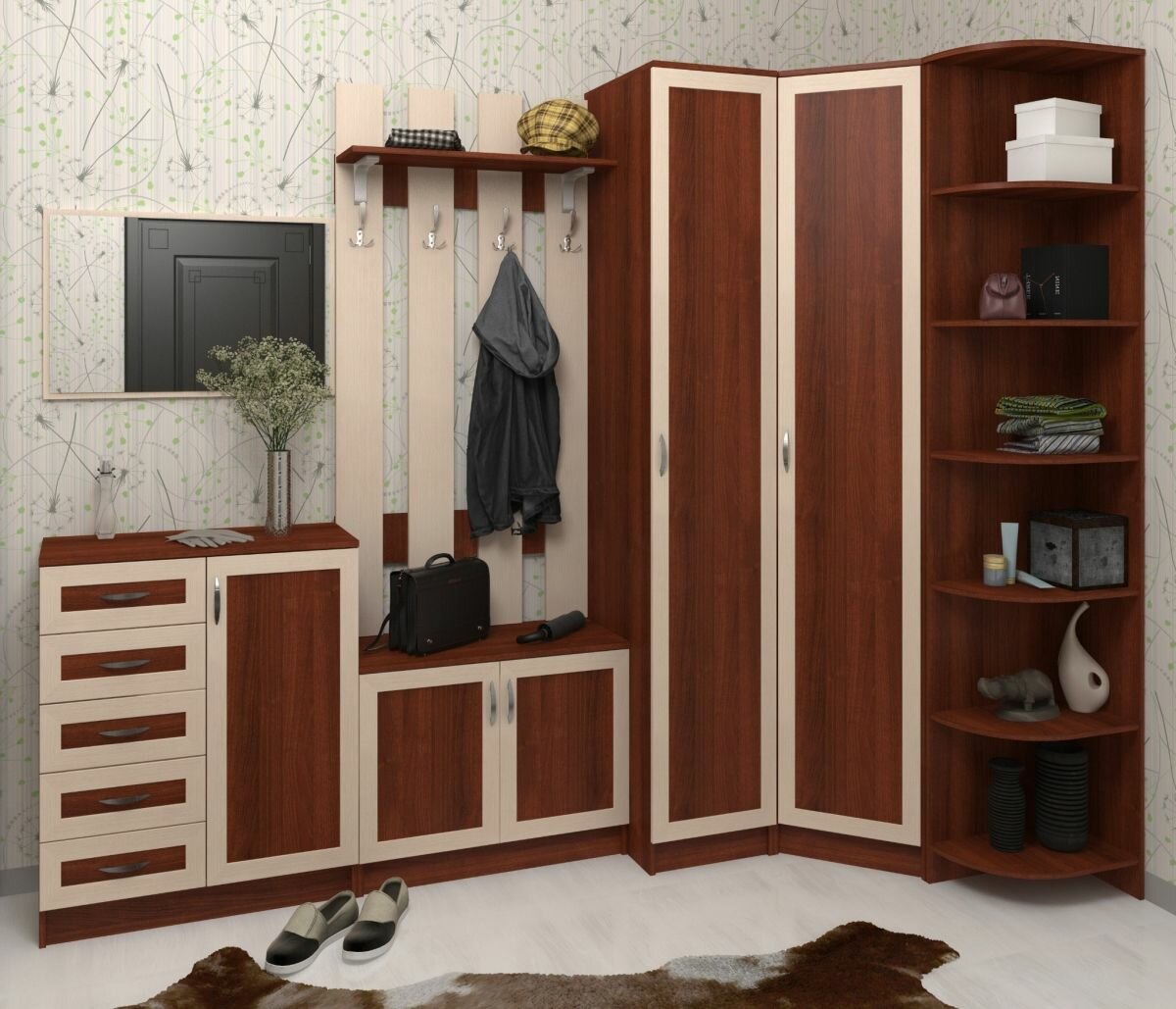 Прихожая Горизонт-18М Орех Итальянский для одежды 280*220*52