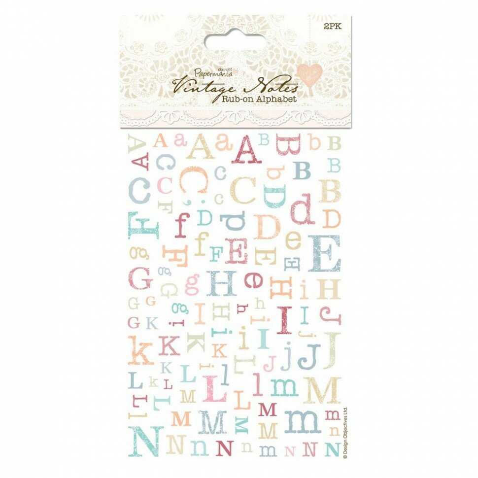 Docrafts PMA822101 Переводные картинки (натирки) "Алфавит" Vintage Notes