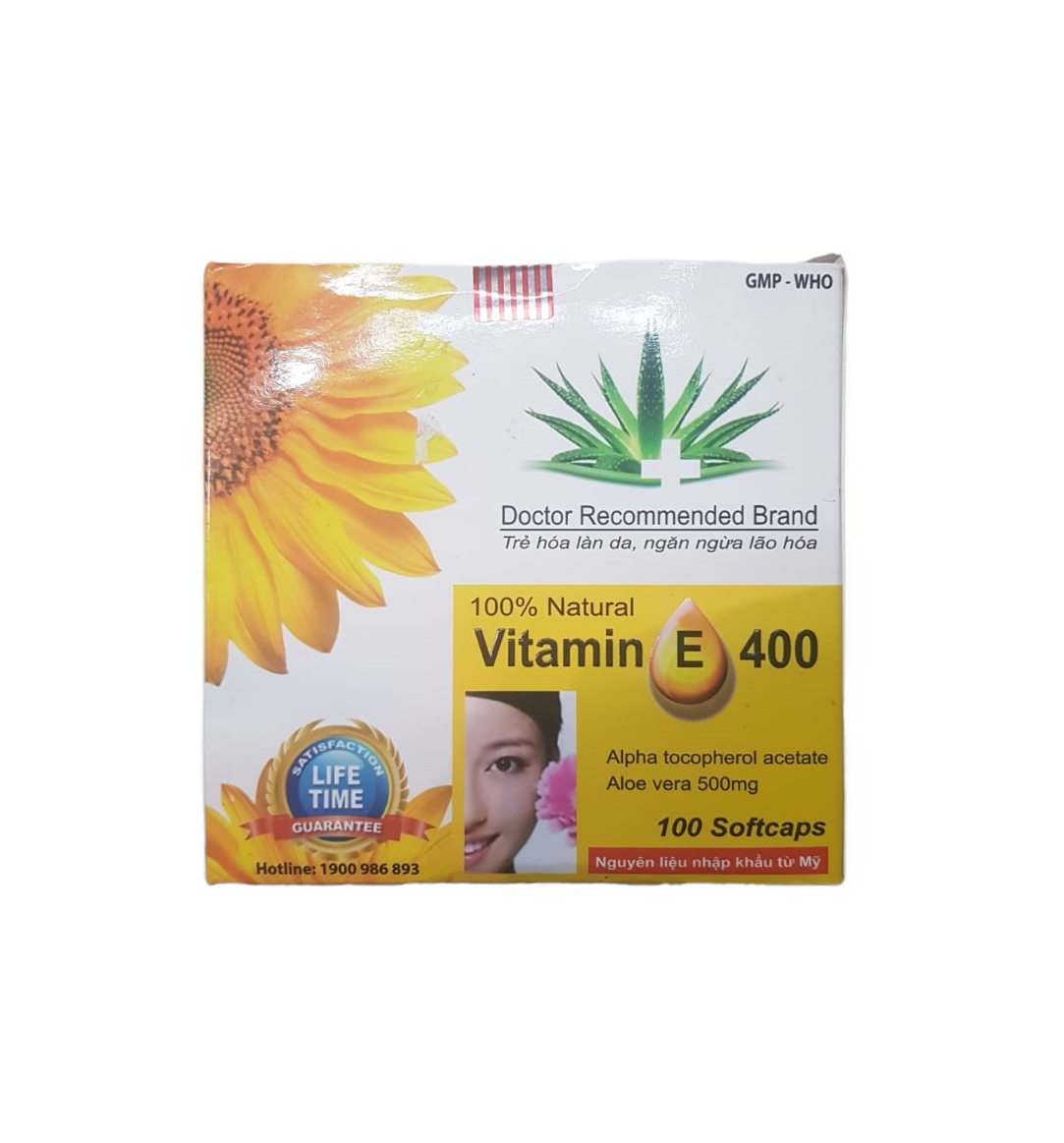 Витамин E с экстрактом Алоэ вера, 100 капсул, Вьетнам