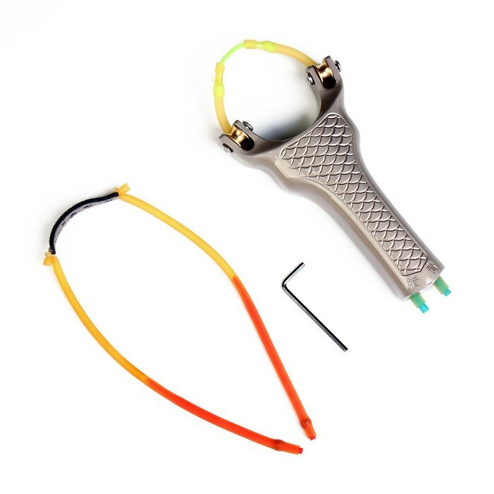 Рогатка металлическая «Чешуя» со жгутом для стрельбы стрелами, 13 см, серебристая