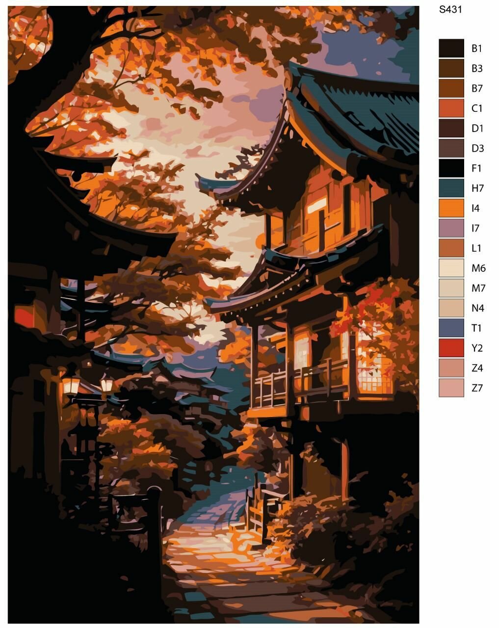 Картина по номерам S431 "Япония. Яркие краски осени" 40x60 см
