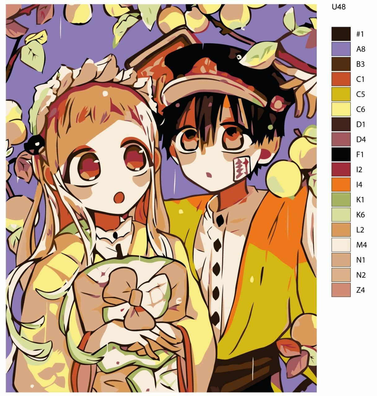 Картина по номерам U48Hanako "Аниме Туалетный мальчик Ханако. Ханако и Ясиро Нэнэ" 40x50 см