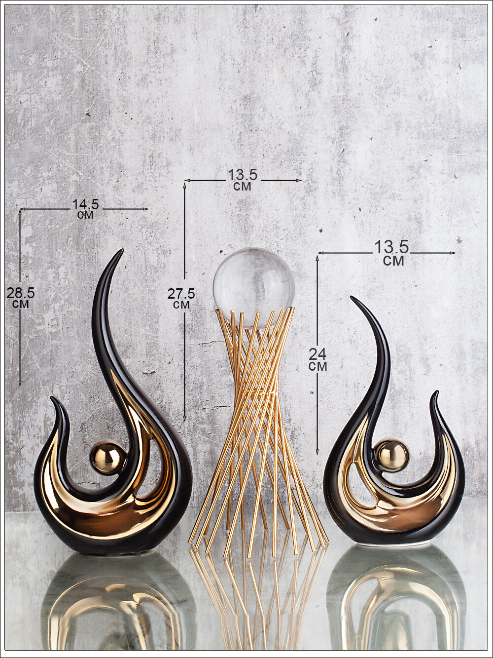 Статуэтки трио черный жемчуг - 2 (3 штуки в комплекте)